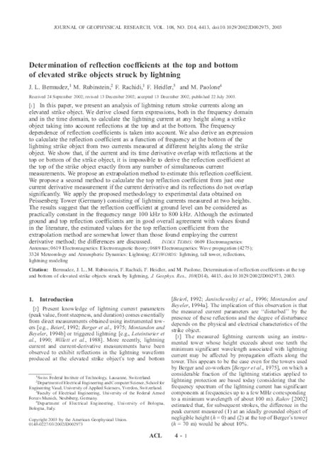 Pdf Determination Of Reflection Coefficients At The Top And Bottom Of Elevated Strike Objects