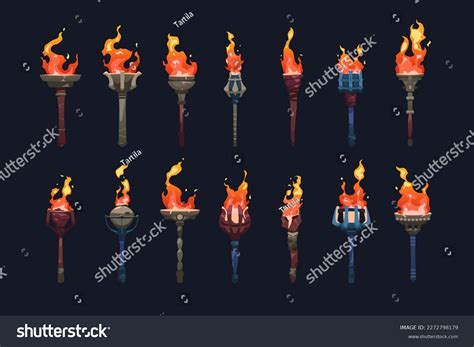 Medieval Torch Sprite Animation Frame Set Stock Vector Royalty Free