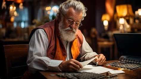 Premium Photo Old Bearded Man With A Keyboard And A Calculator
