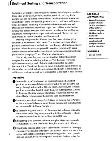 Sediment Sorting And Transportation Lab Skills And