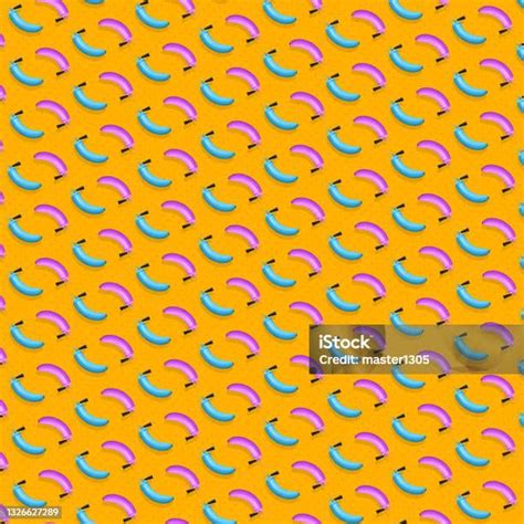 밝은 주황색 배경에 화려한 바나나 소화기의 창조적 인 패턴 최소한의 식품 개념 바나나에 대한 스톡 벡터 아트 및 기타 이미지 바나나 반복 요소 연속무늬 Istock