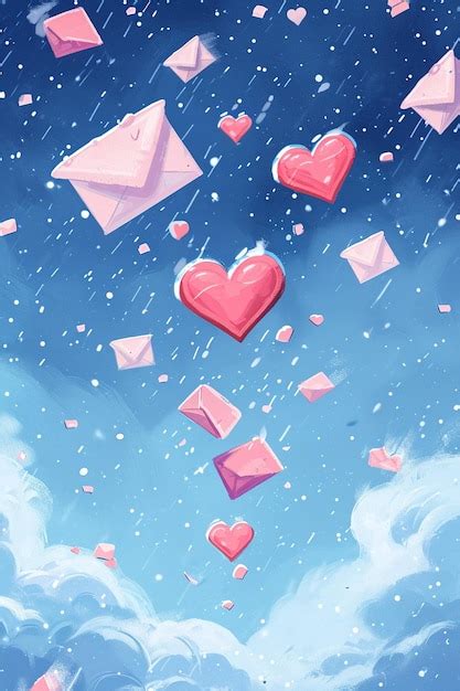 A Banner With Simplistic Love Letters And Message Icons Floating Premium Ai Generated Image