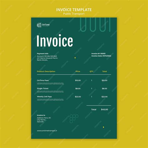 Public Transport Invoice Template Premium Psd