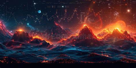 A Futuristic Visualization Of Financial Data With Glowing Charts And Graphs Representing
