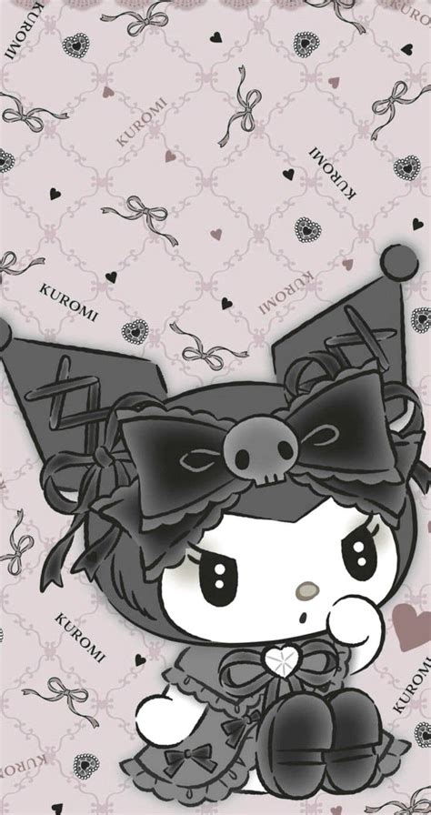 Kuromi Mymelody Gray Pink Black White Wallpaper Hd For Iphone Android