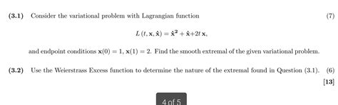 Solved 31 Consider The Variational Problem With