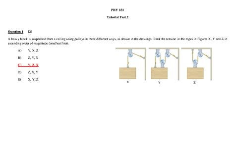 PHY Tutorial Test March And MENO PHY Tutorial Test Question A