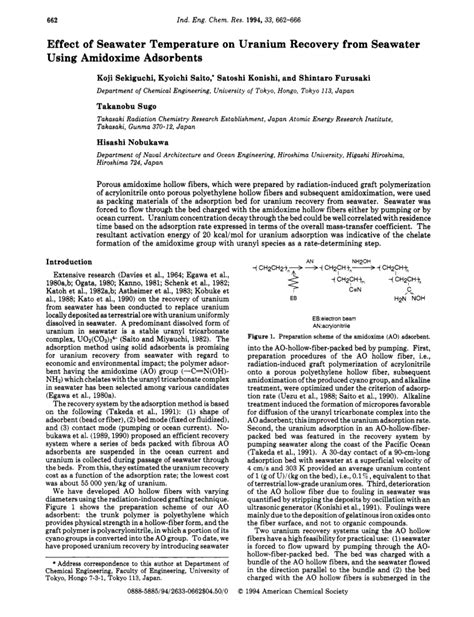 Effect Of Seawater Temperature On Uranium Recovery From Seawater Using Amidoxime Adsorbents