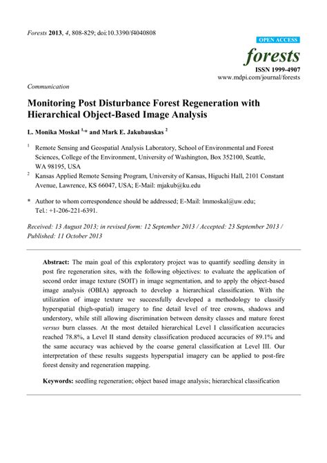 Pdf Monitoring Post Disturbance Forest Regeneration With Hierarchical