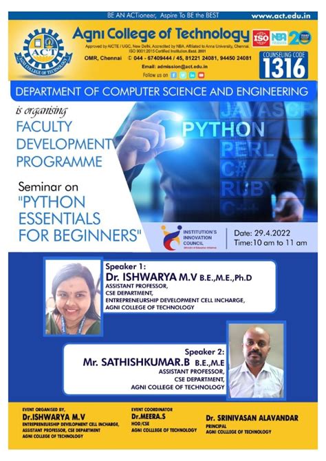 Seminar On Python Essentials For Beginners Agni College