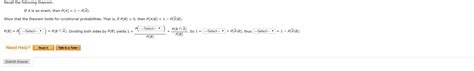 solved recall the following theorem if a is an event then