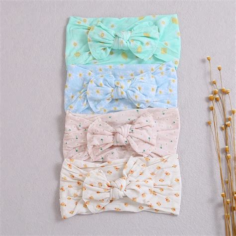 아기를위한 꽃 인쇄 활 Turbans 아기 소녀를위한 신생아 머리띠 케이블 니트 넓은 나일론 머리 랩 아기 아이 헤어 액세서리 AliExpress