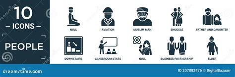 filled people icon set contain flat null aviation muslim man