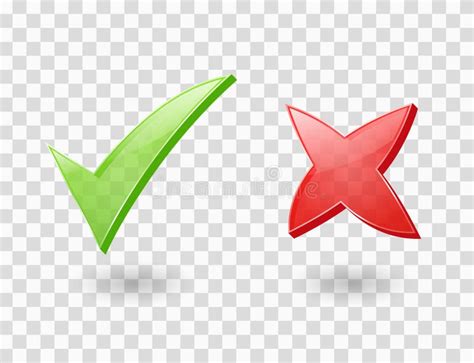 D Transparent Cross And Check Mark Stock Vector Illustration Of