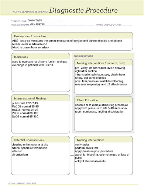 Active Learning Template Abg Analysis Procedure Review Studocu