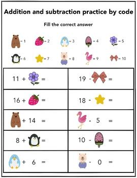 Adding And Subtracting Fun Crack The Code By Cute Bear TPT