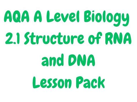 Aqa A Level Biology 21 Structure Of Rna And Dna Teaching Resources
