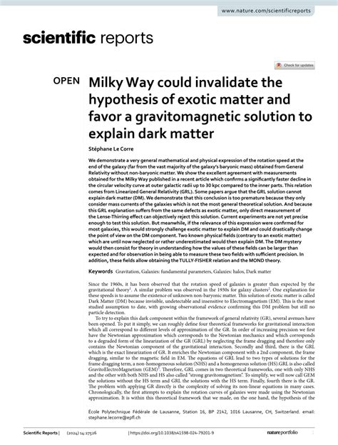 Pdf Milky Way Could Invalidate The Hypothesis Of Exotic Matter And