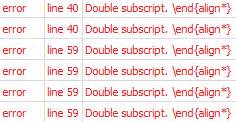 Double Subscript Error In Align Environment TeX LaTeX Stack Exchange