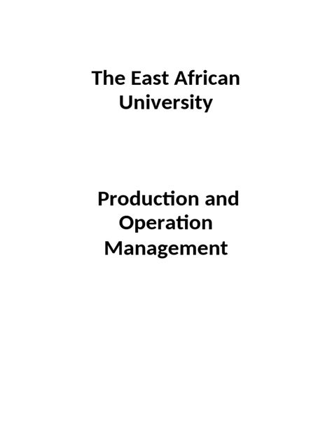 Production Operation Management Final Lecture Notesdocx 1 Pdf