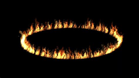 Ground Fire Flame Oval Ring Burning Animation On Black Background