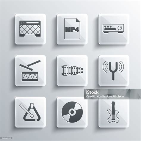 비닐 디스크 일렉트릭베이스 기타 뮤지컬 소리굽쇠 실로폰 삼각형 악기 드럼 스틱이있는 드럼 기타 앰프 및 사운드 믹서 컨트롤러