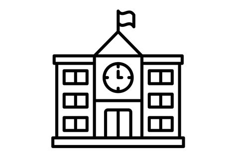 School Outline Icon Graphic By Mahi Icons · Creative Fabrica