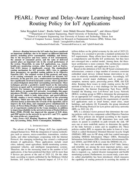 Pdf Pearl Power And Delay Aware Learning Based Routing Policy For Iot Applications