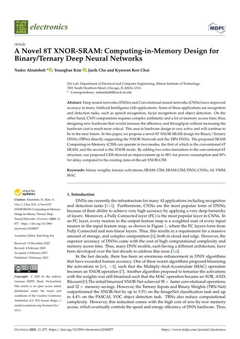 Pdf A Novel 8t Xnor Sram Computing In Memory Design For Binaryternary Deep Neural Networks