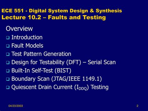 Ppt Ece 551 Digital System Design And Synthesis Powerpoint