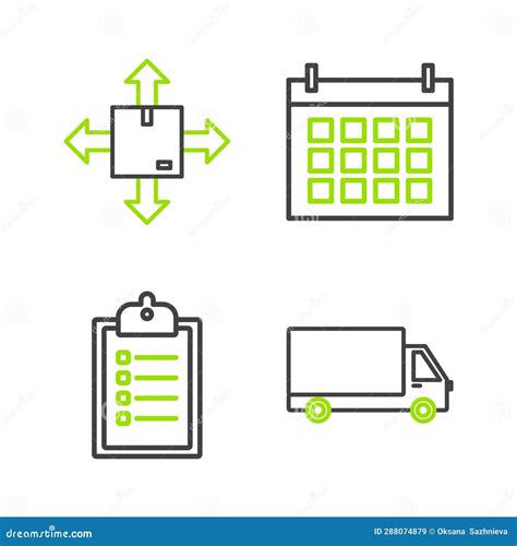 Set Line Delivery Cargo Truck Vehicle Verification Of Delivery List
