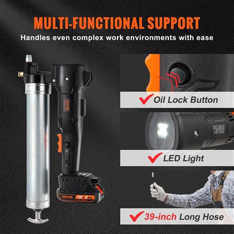 Vevor Cordless Grease Gun 20 Volt 10 000 Psi 39 Long Hose Electric