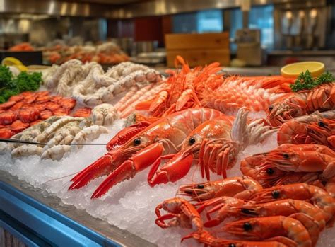 Premium Ai Image Local Seafood Market Seafood Display At A Restaurant