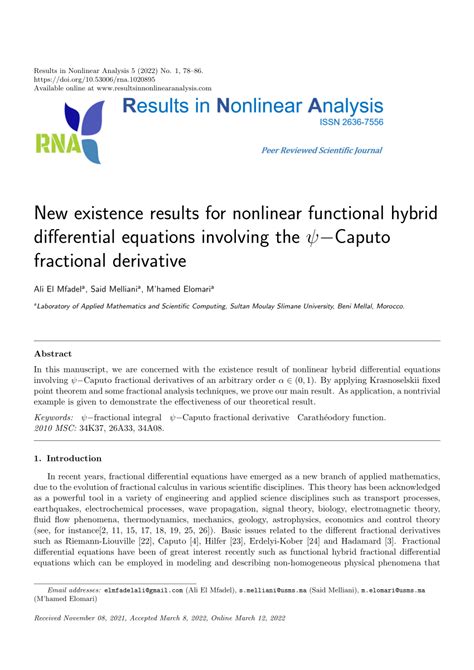 Pdf New Existence Results For Nonlinear Functional Hybrid