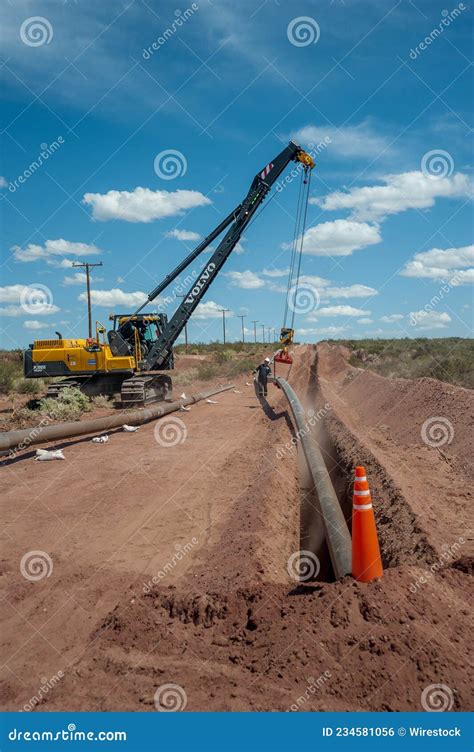 Gas Pipeline Construction Process In Vaca Muerta Neuquen Argentina