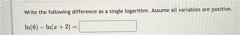 solved write the following difference as a single logarithm