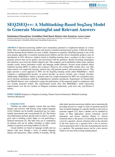 Pdf Seq2seq A Multitasking Based Seq2seq Model To Generate