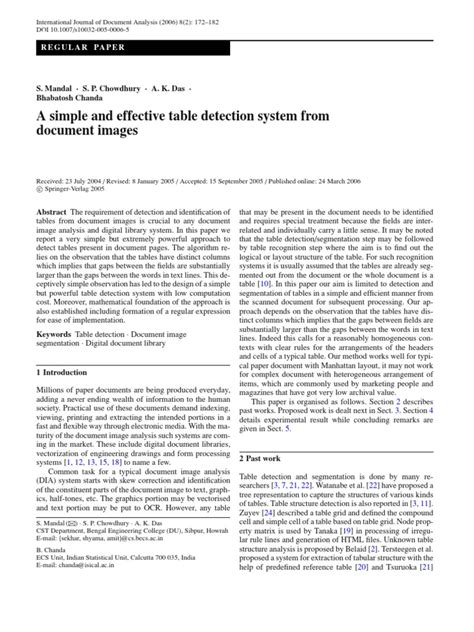 A Simple And Effective Table Detection System From Document Images Pdf Image Segmentation