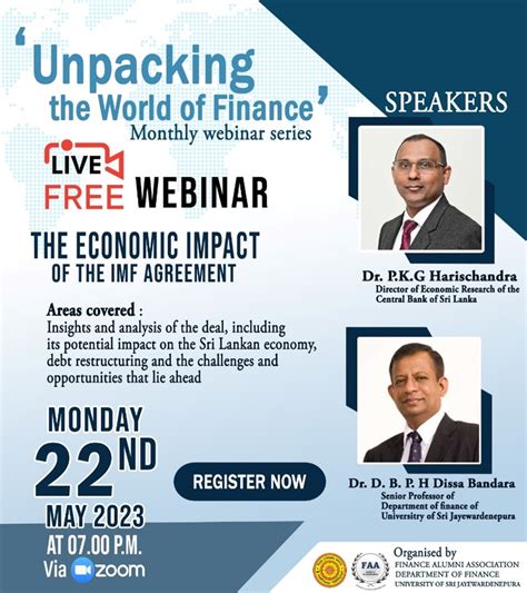 Monthly Webinar Series By Finance Alumni Association Department Of Finance