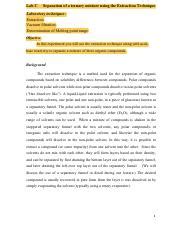 LabC Separation Of A Ternary Mixture Using The Extraction Technique Spring Pdf Lab C
