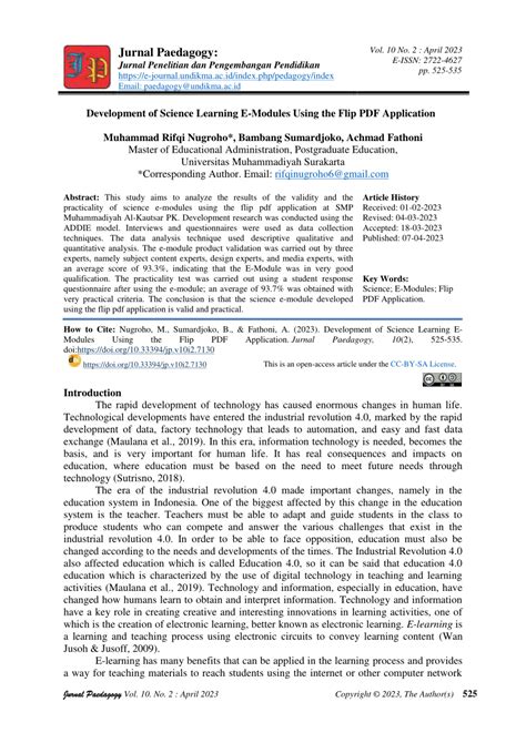 Pdf Development Of Science Learning E Modules Using The Flip Pdf