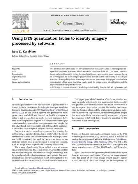 Pdf Using Jpeg Quantization Tables To Identify Imagery Processed By Software Dokumen Tips