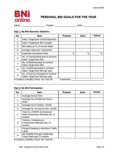 Personal And Chapter Goals Mats Pdf Business