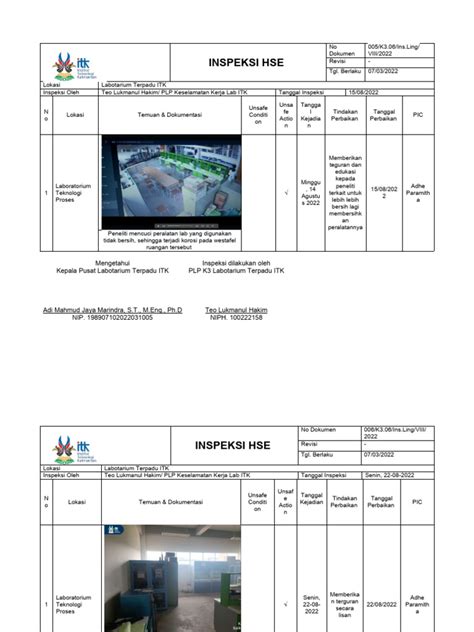 Contoh Inspeksi Hse Pdf