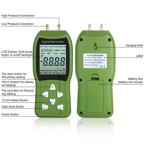 Manometer Digital Air Pressure Meter 12 Unit Dual Vicedeal