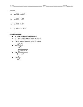 Algebra Skill Builder Statistics From Grouped Data FREE TPT