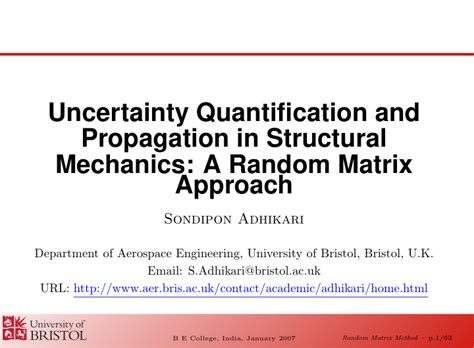 PPT Uncertainty Quantification And Propagation In Structural Mechanics PowerPoint