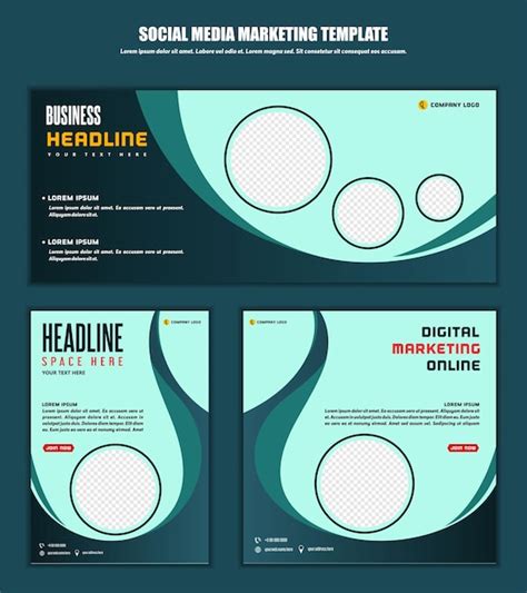 추상적 인 배경 소셜 미디어 포스트 템플릿 온라인 비즈니스 디지털 마케팅을위한 현대적인 디자인 프리미엄 벡터