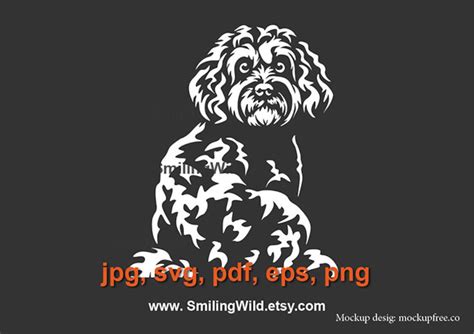Cockapoo Svg Vector Graphic Art Portrait Face Cut In White Print On Black Cockapoo Clip Art