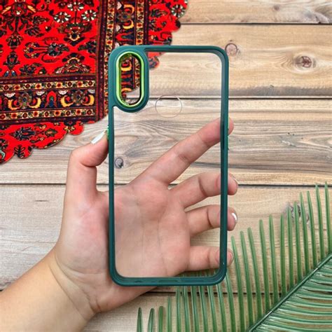 قاب گوشی Galaxy A10s سامسونگ New Skin اورجینال متال دور سیلیکونی شفاف سبز کد 81916 قاب سنتر